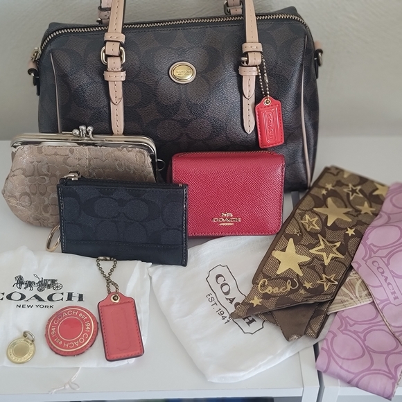 Coach | Bags | Low Start Coach Womens Brown And Red Handbag Set | Poshmark